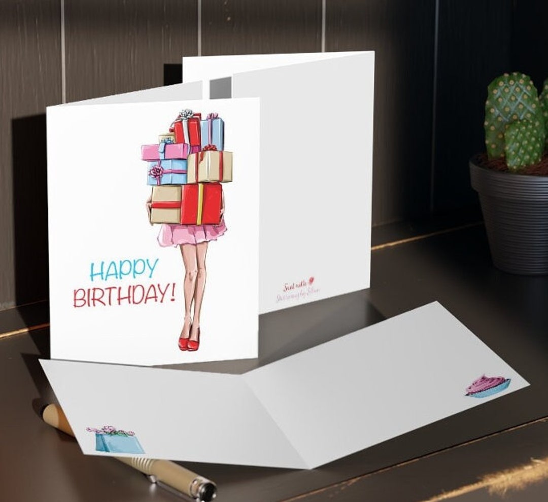 Fashion Girl Birthday Card Fashionista Gift Presents Birthday Greeting ...