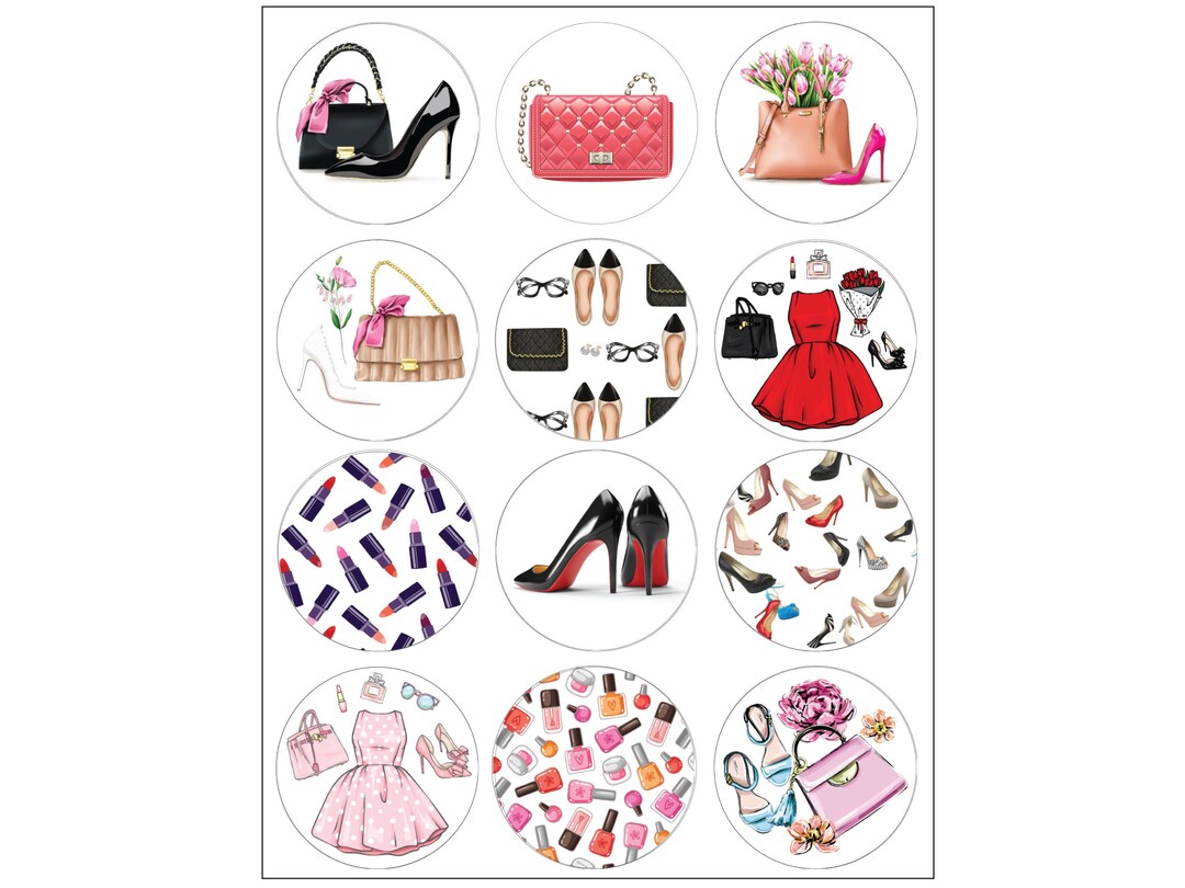 X12-60 Handbag Shoes Sticker Sheets Fashion Scrapbook Planner Sticker ...