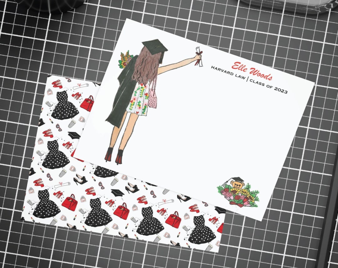 Personalized Graduation Cards Stationery Double Sided Custom Cap and ...