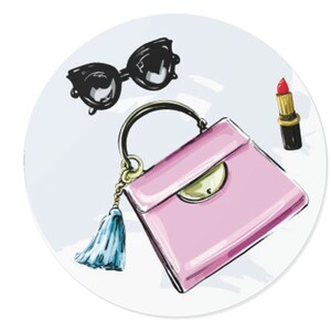 Handbag Pink Purse Stickers - Shoes Stickers Pink Red Handbag Sticker ...