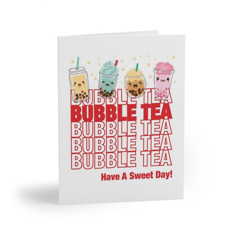 Bubble Tea Greeting Card in Thank You Bag Print Boba Milk Tea - Etsy