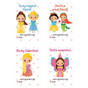 Printable Princess Valentines Card Kids Valentine Digital Download ...
