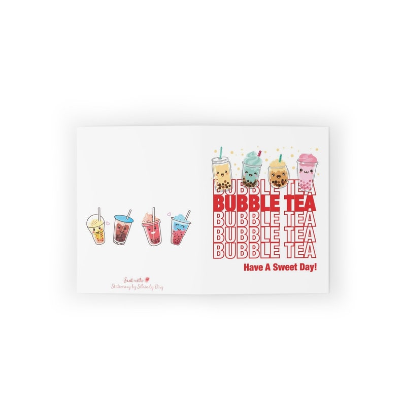 Bubble Tea Greeting Card in Thank You Bag Print Boba Milk Tea - Etsy