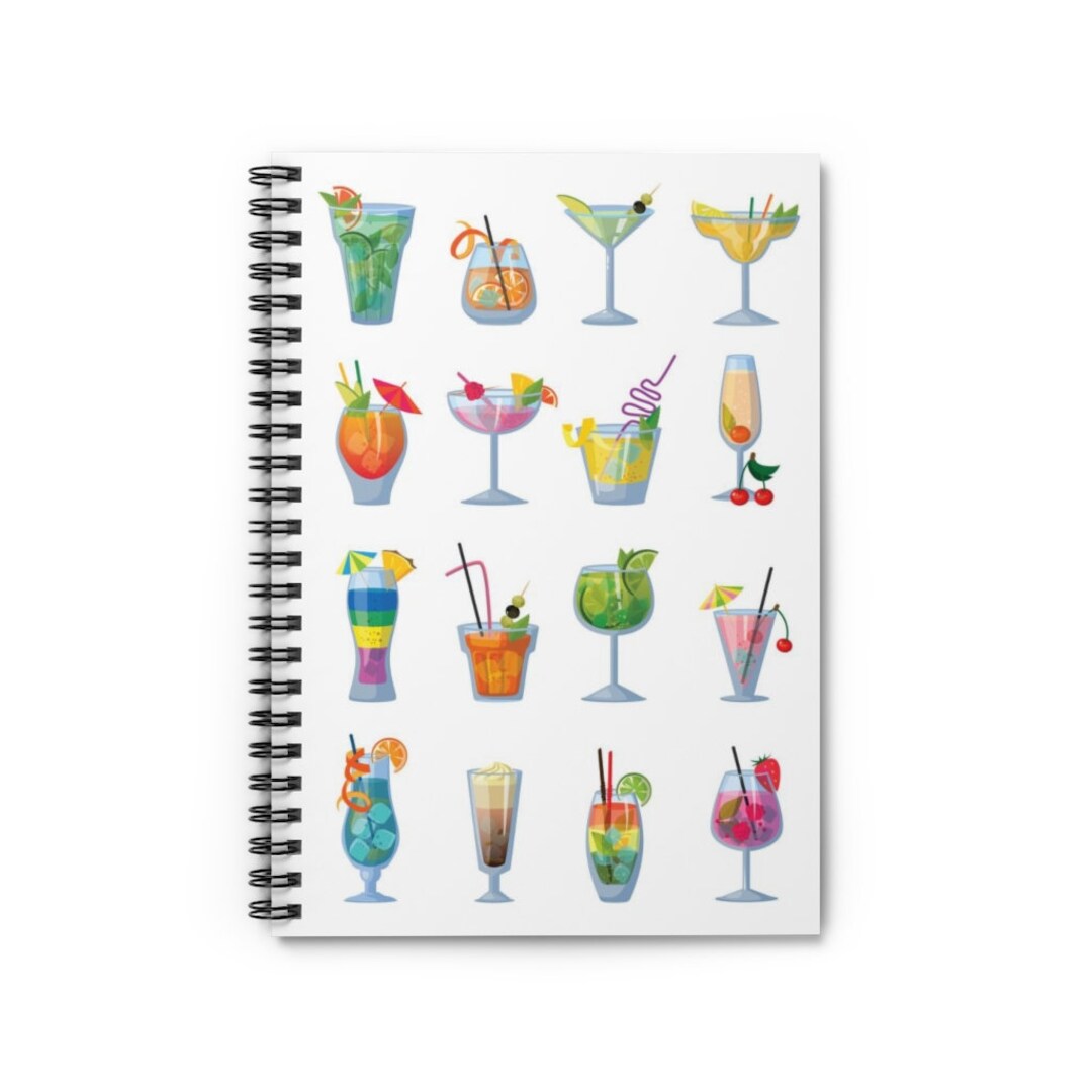 Cocktails Wine Drink Lover Notebook Ruled Lined Spiral Notebook - Etsy