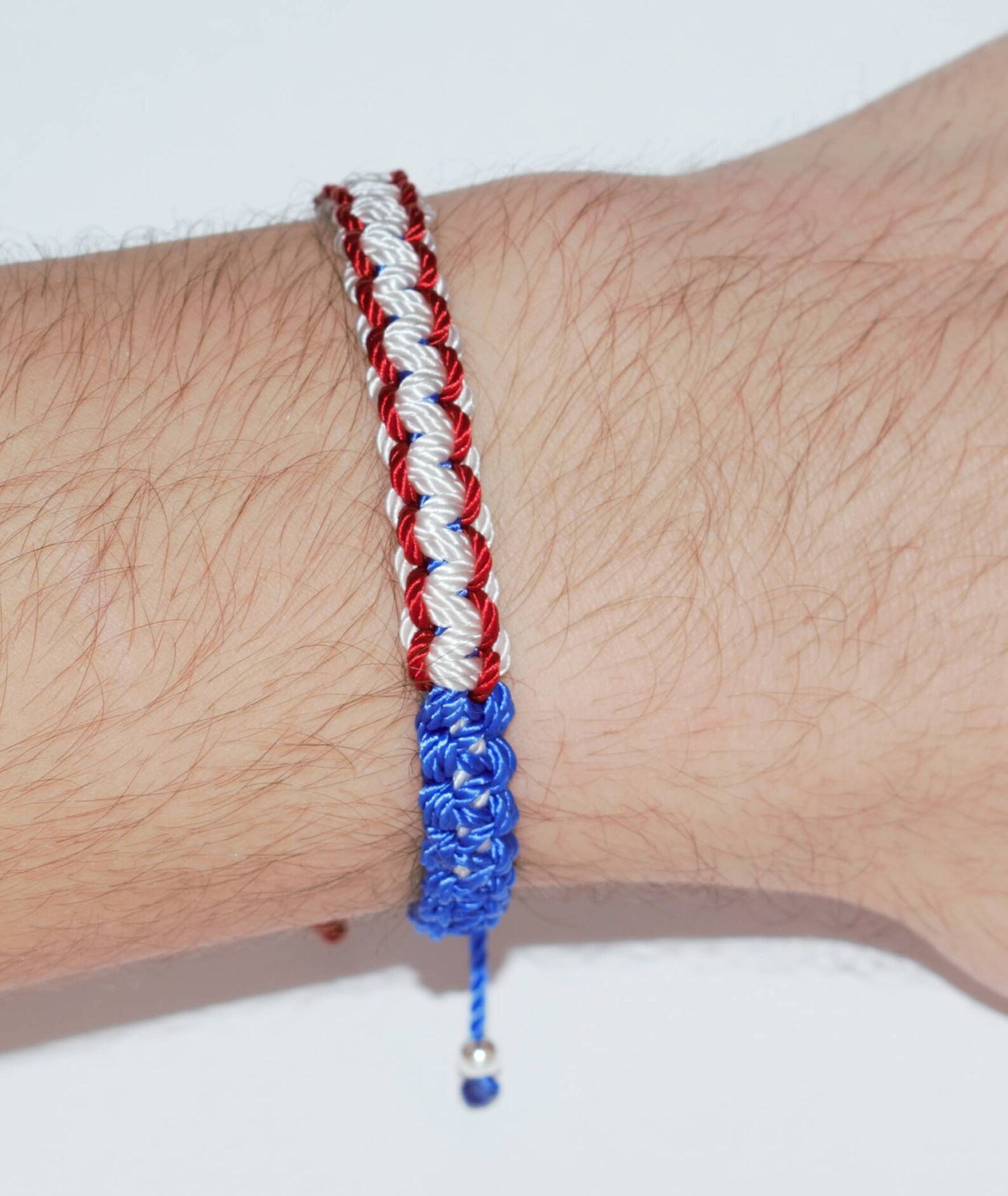 American Flag Bracelet, USA Flag Wristband, Braided String Flag ...