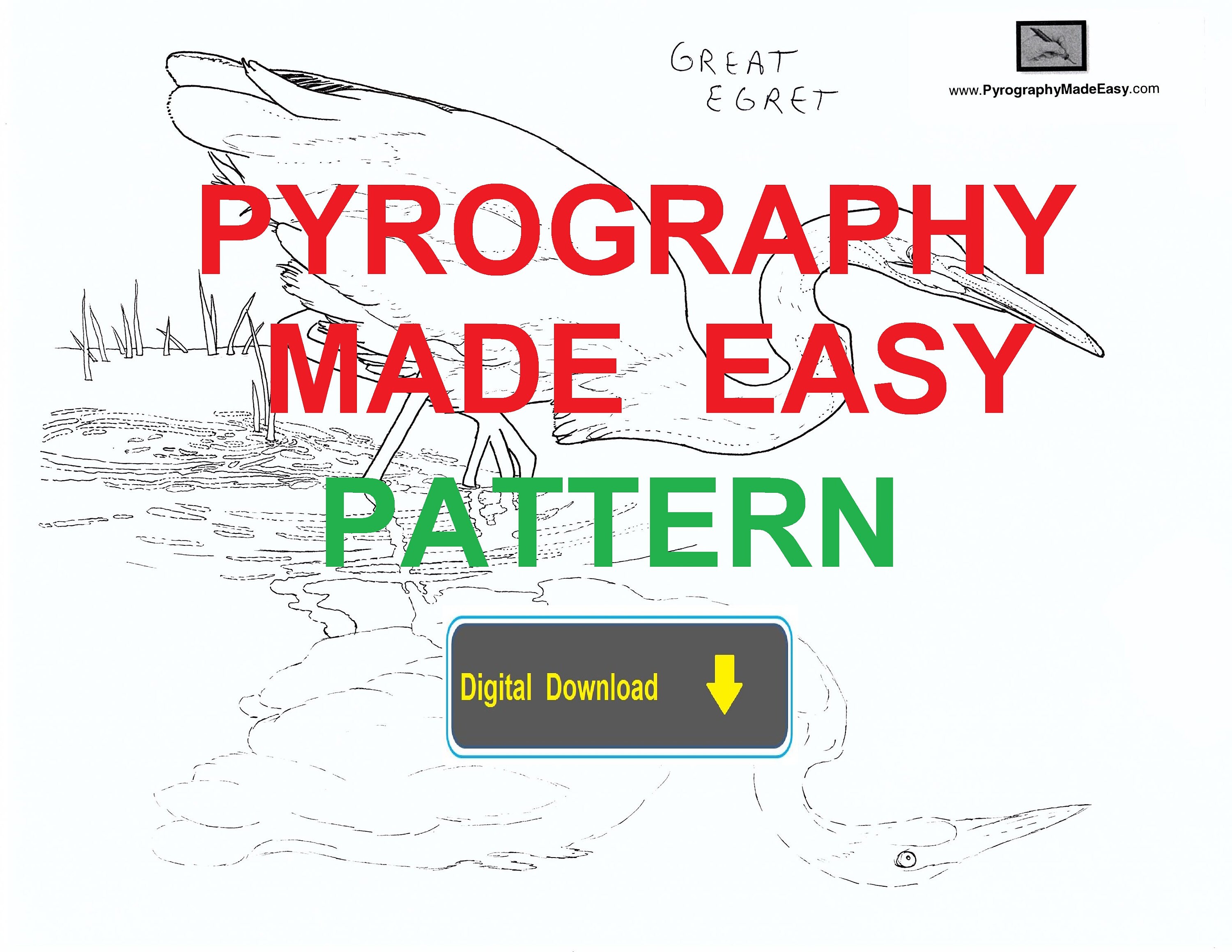 Great Egret Pyrography Pattern Wood Burning Pattern Digital - Etsy Norway