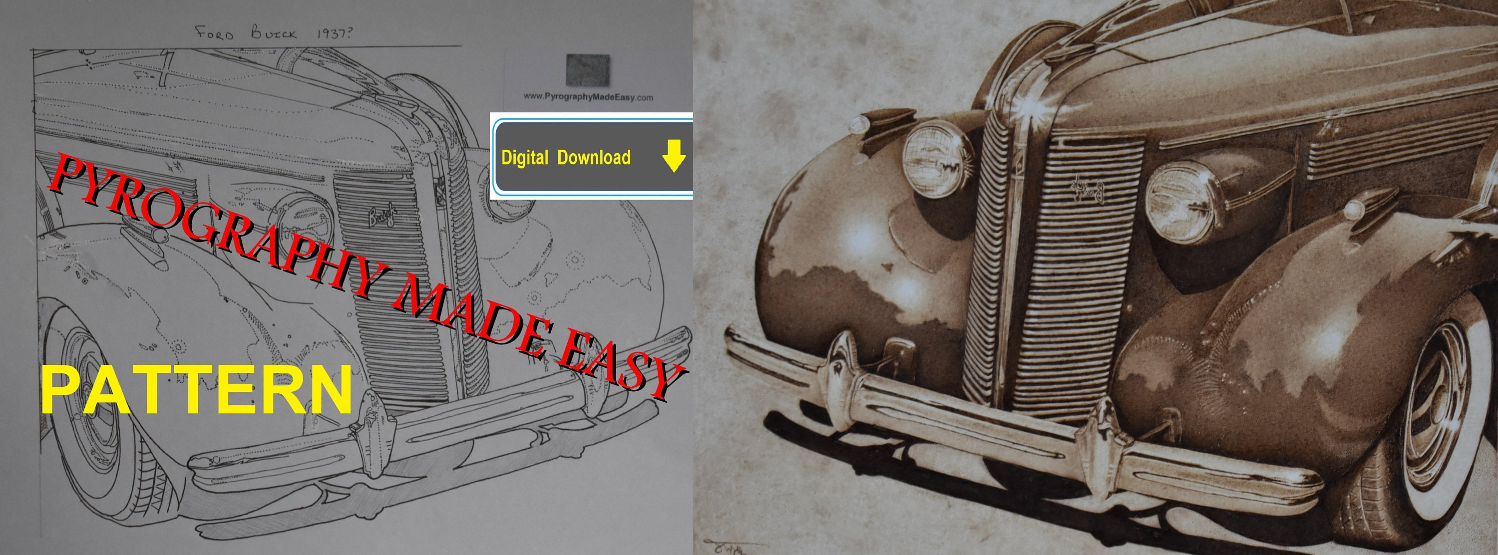 Ford Buick Car Pyrography Pattern Wood Burning Pattern Digital Download ...