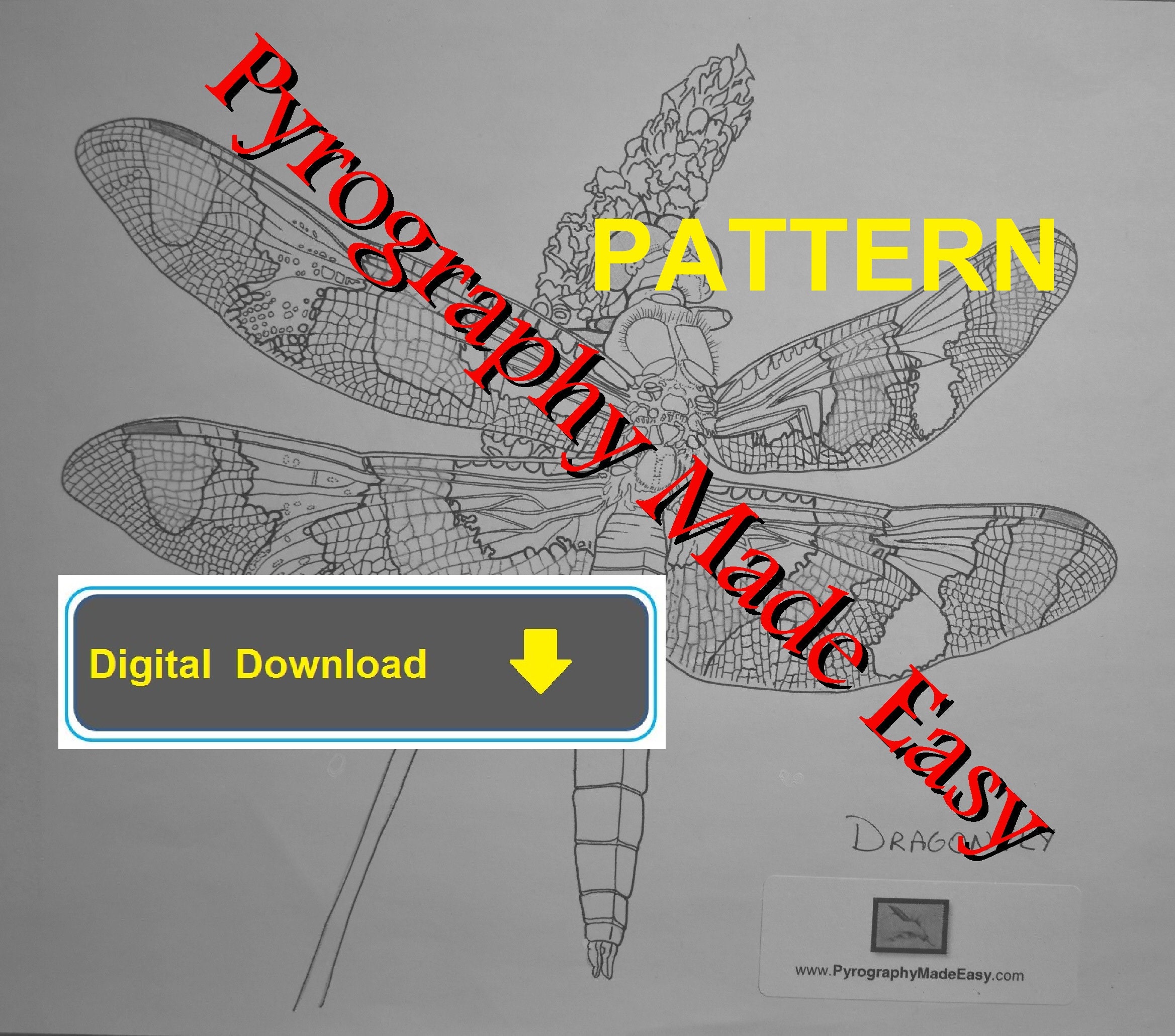 Dragonfly Pyrography Pattern Wood Burning Pattern Digital - Etsy