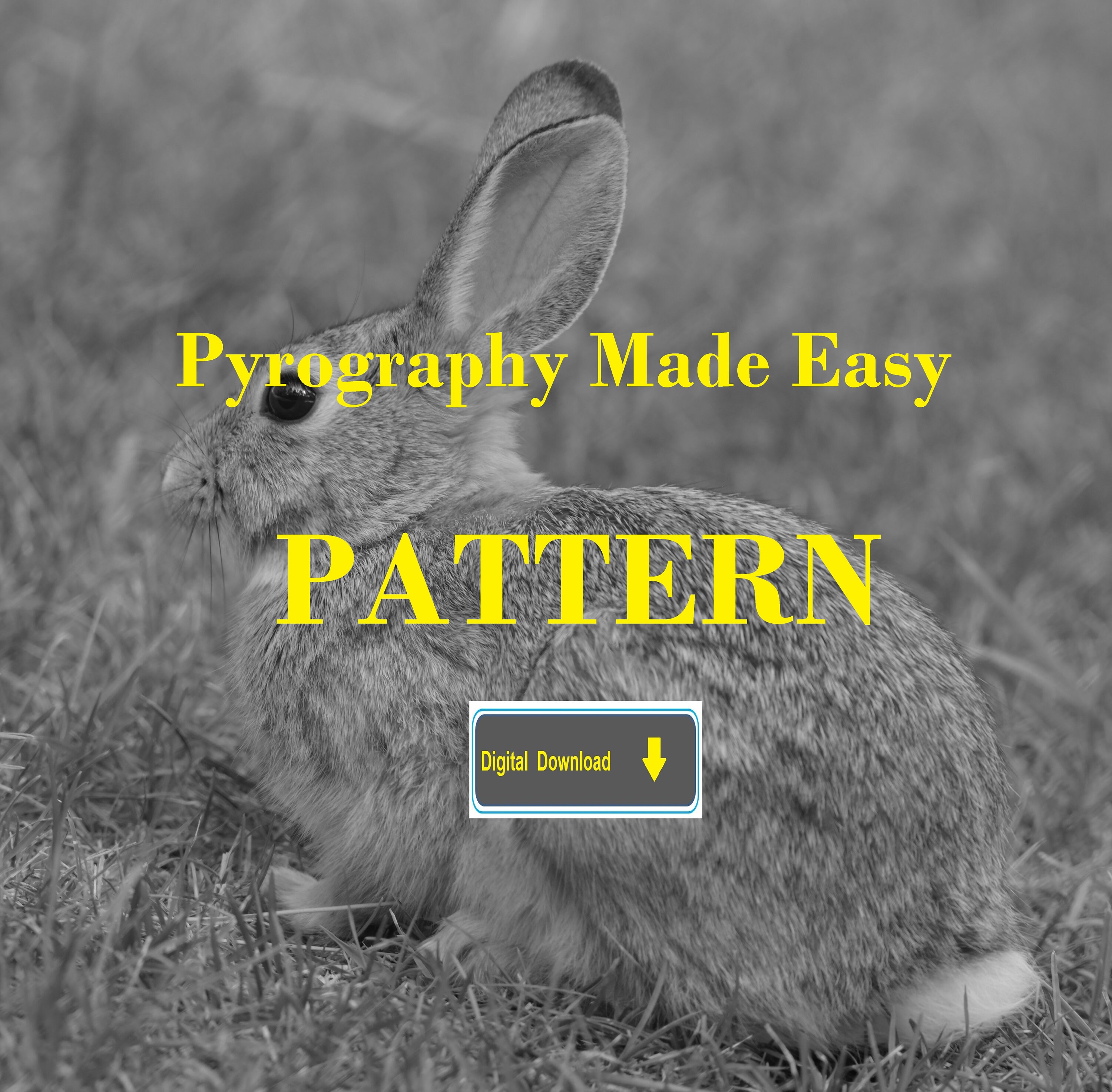 Rabbit Side View Pyrography Pattern Wood Burning Pattern Digital ...