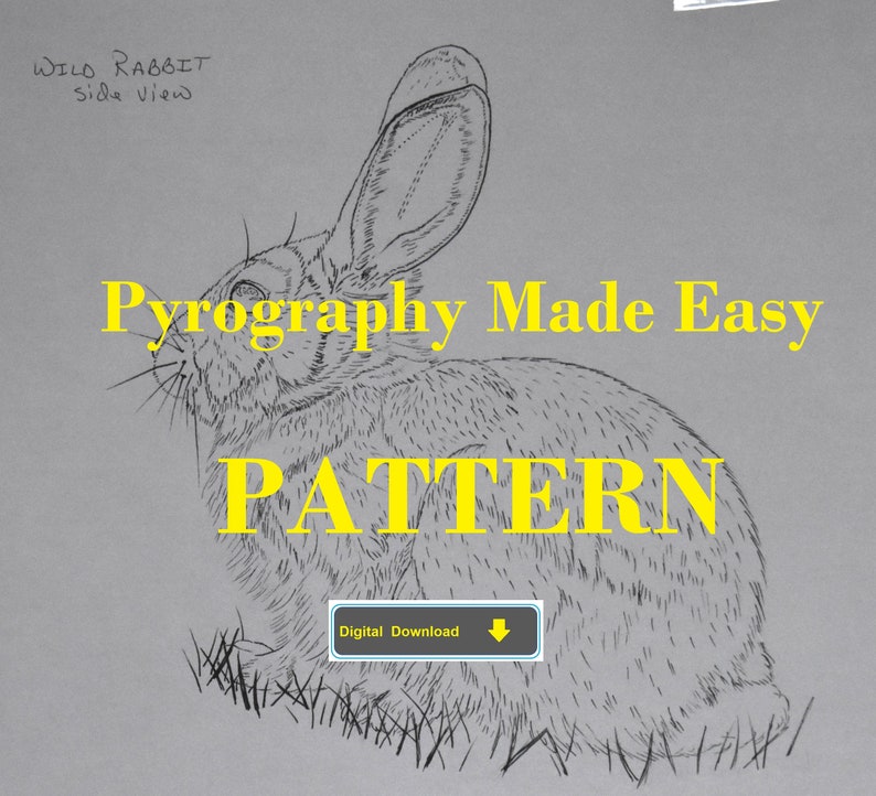 Rabbit Side View Pyrography Pattern Wood Burning Pattern Digital ...