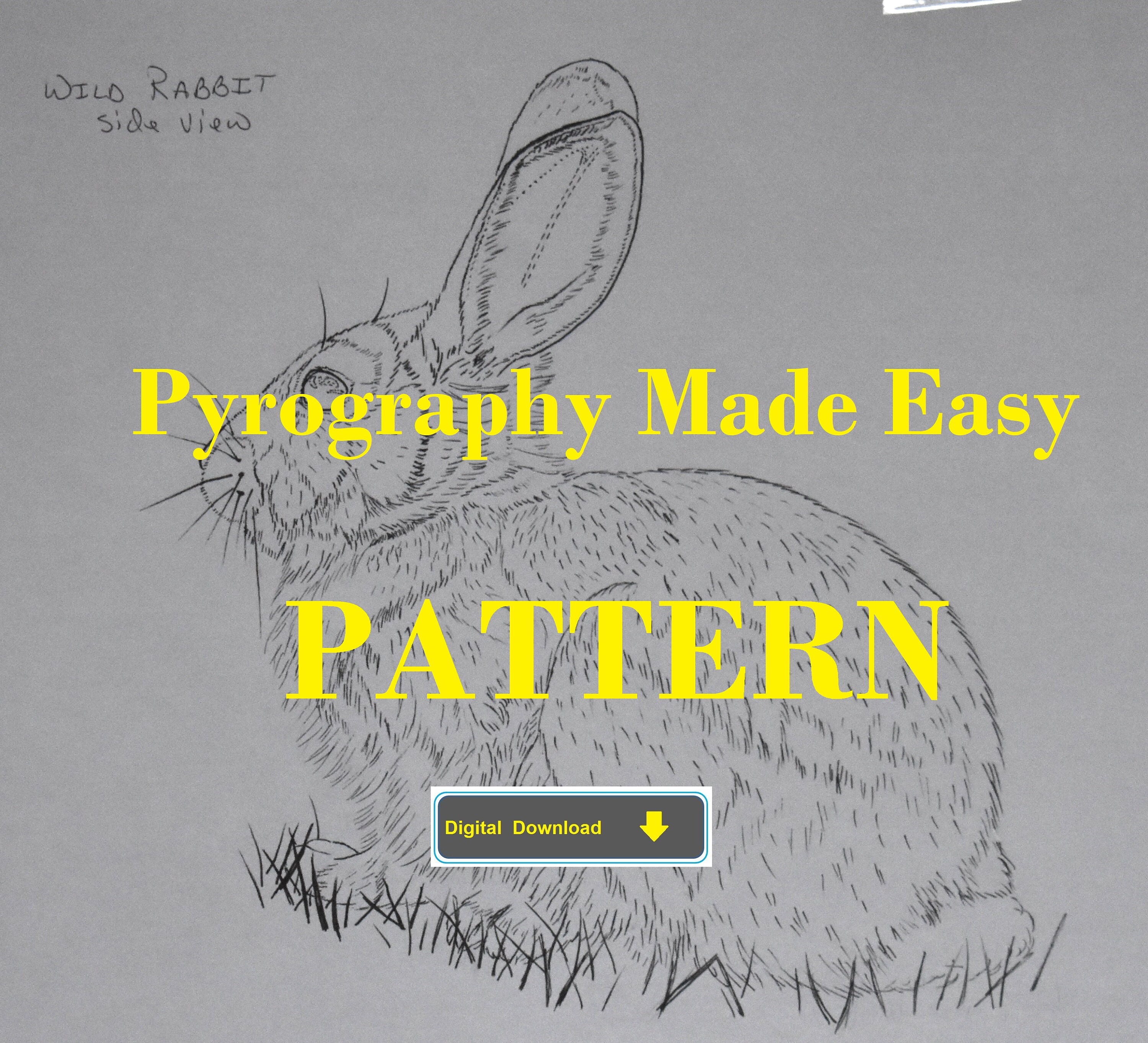 Rabbit Side View Pyrography Pattern Wood Burning Pattern Digital ...