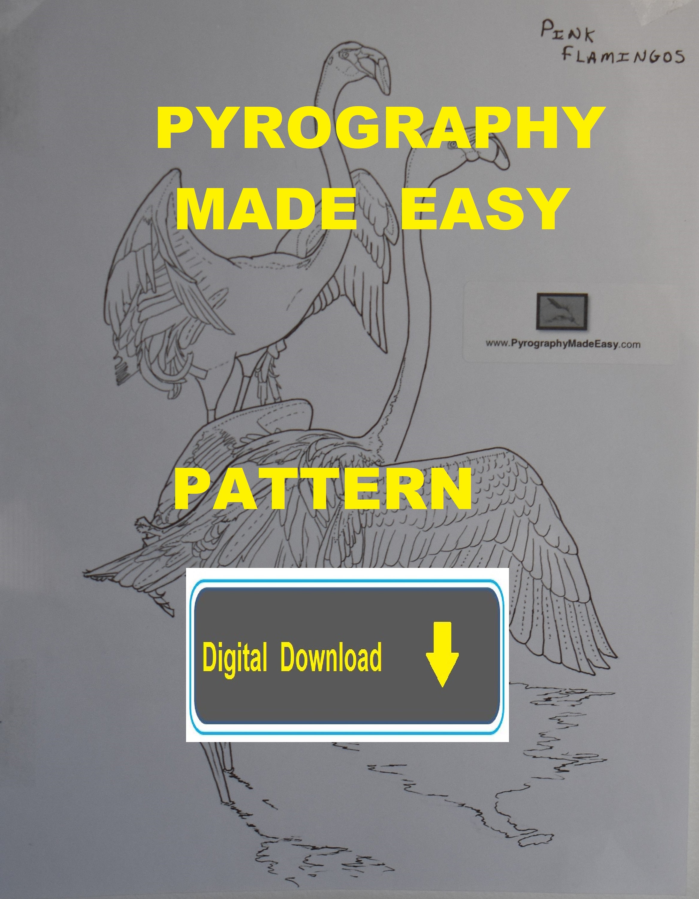 Pink Flamingos Pyrography Pattern Wood Burning Pattern Digital Download ...