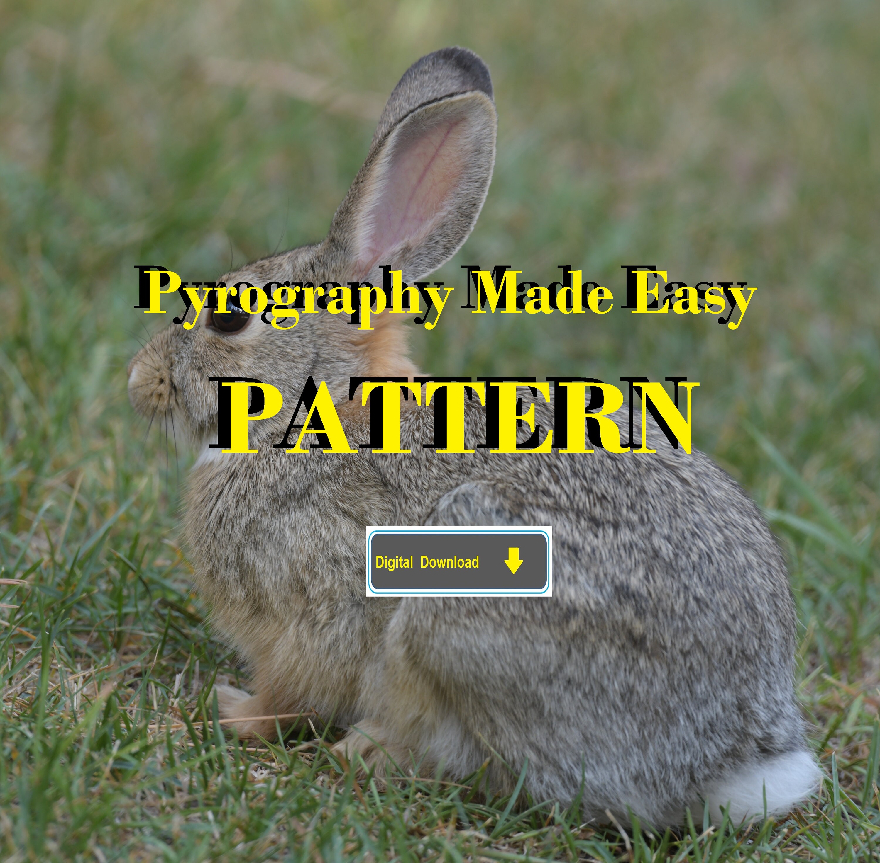 Rabbit Side View Pyrography Pattern Wood Burning Pattern Digital ...