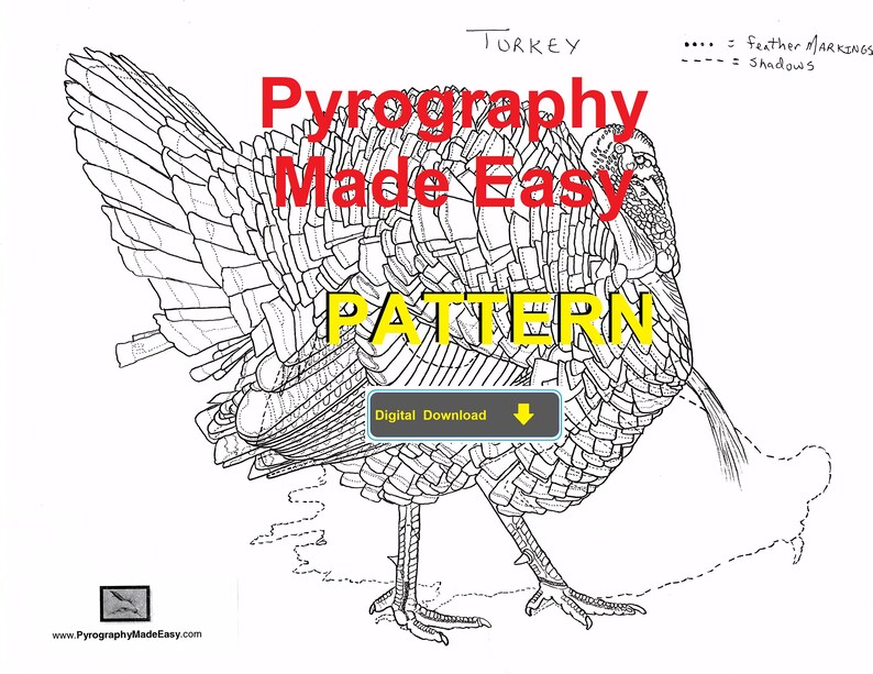 Turkey Pyrography Pattern Wood Burning Pattern Digital Download - Etsy