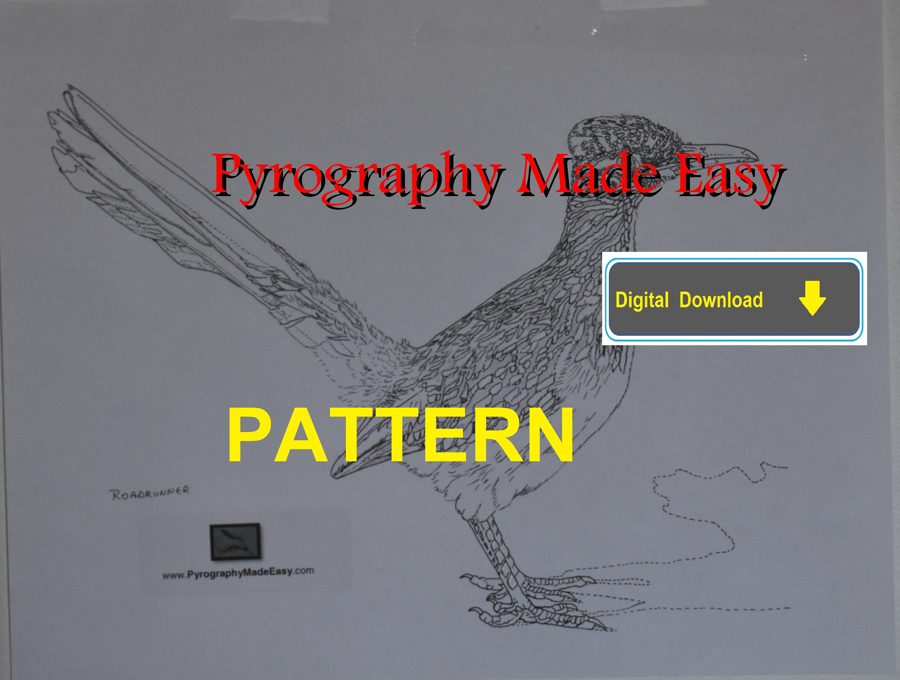 Roadrunner Bird Pyrography Pattern Wood Burning Pattern Digital ...