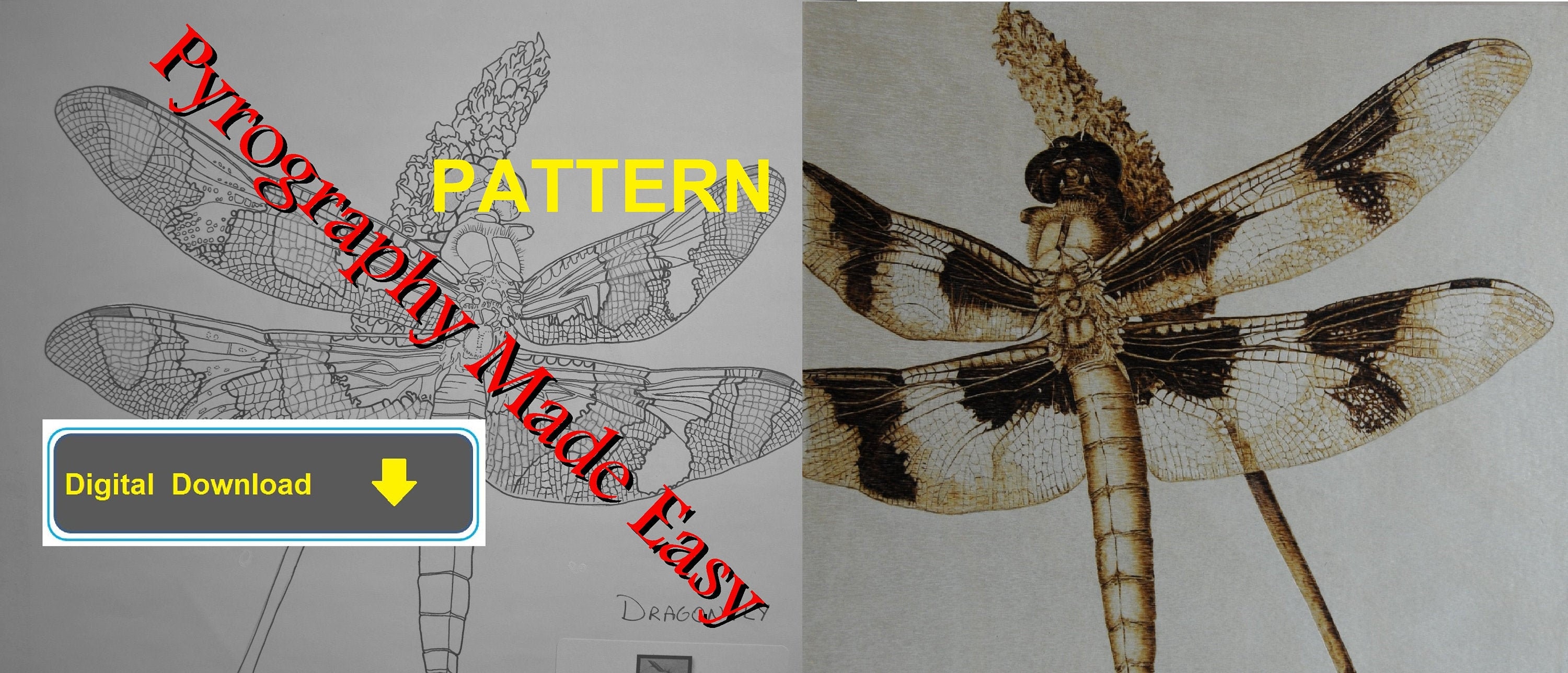 Dragonfly Pyrography Pattern Wood Burning Pattern Digital - Etsy UK