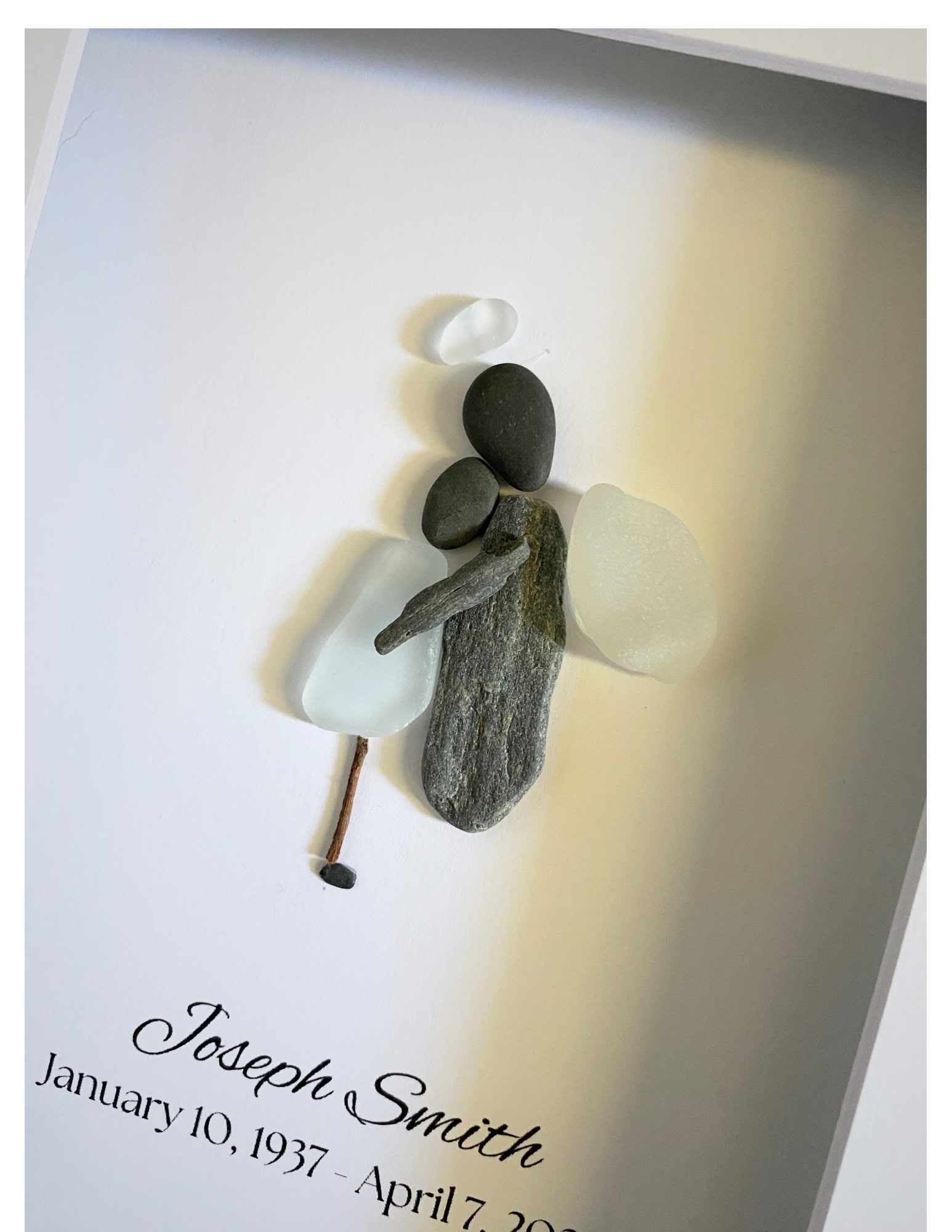 Angel Memorial Gift Sea Glass Pebble Art Framed: Sympathy Art for Loss ...