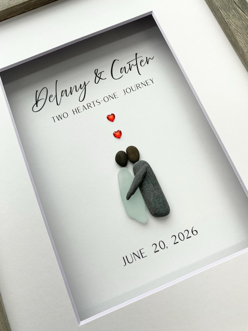 Ruby Wedding Anniversary Gift Two Hearts Sea Glass Art for Couple - Etsy