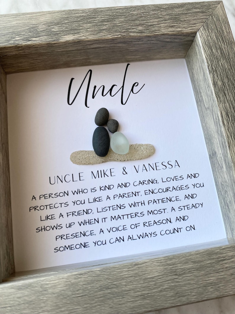 Personalized Uncle Gift-framed Pebble and Sea Glass Art - Etsy