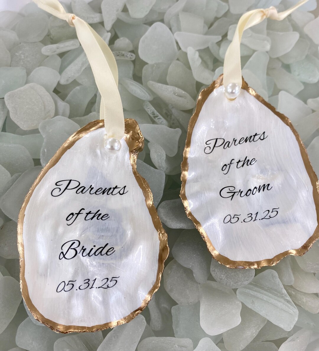Personalized Oyster Shell Ornament: Beach Wedding Favor, Parent Gift - Etsy