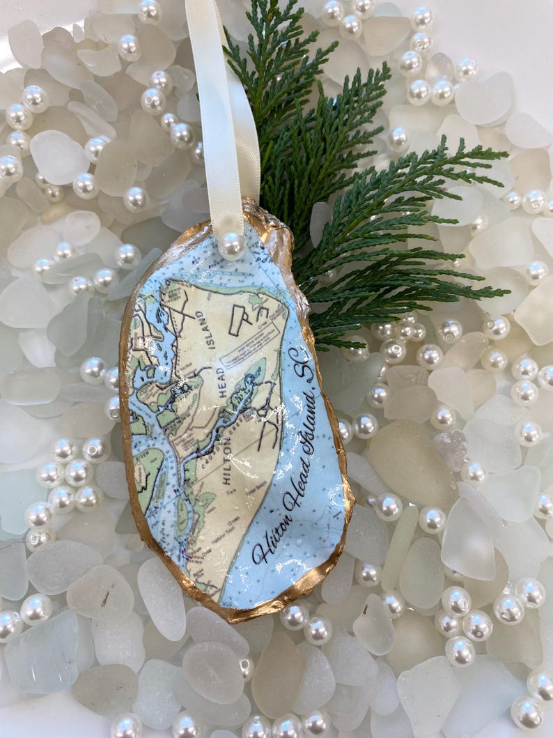 Hilton Head Map Ornament Hilton Head Art Hilton Head Island Map Real ...