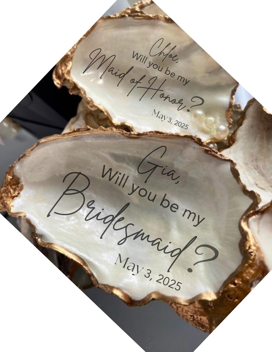 Bridesmaid Personalized Oyster Shell Ring Dish: Handmade Bridesmaid ...