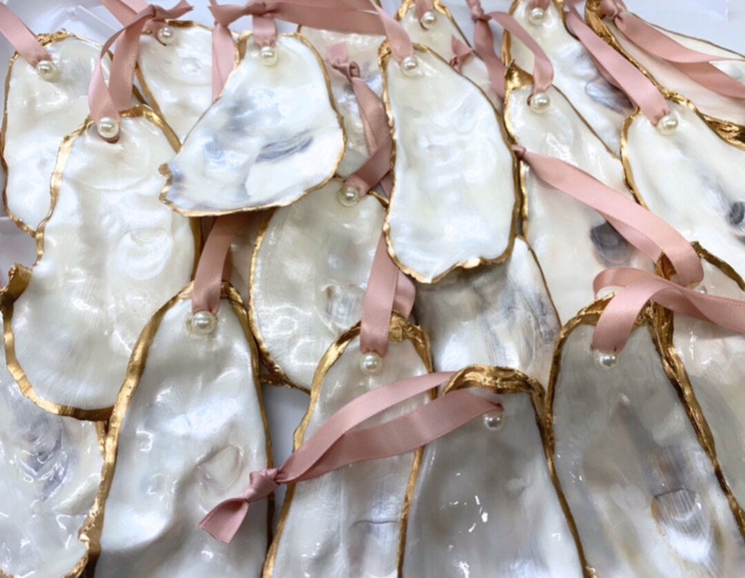 Bulk Order Personalized Oyster Shell Wedding Favors: Handmade Beach ...
