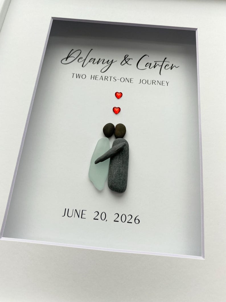 Ruby Wedding Anniversary Gift Two Hearts Sea Glass Art for Couple - Etsy