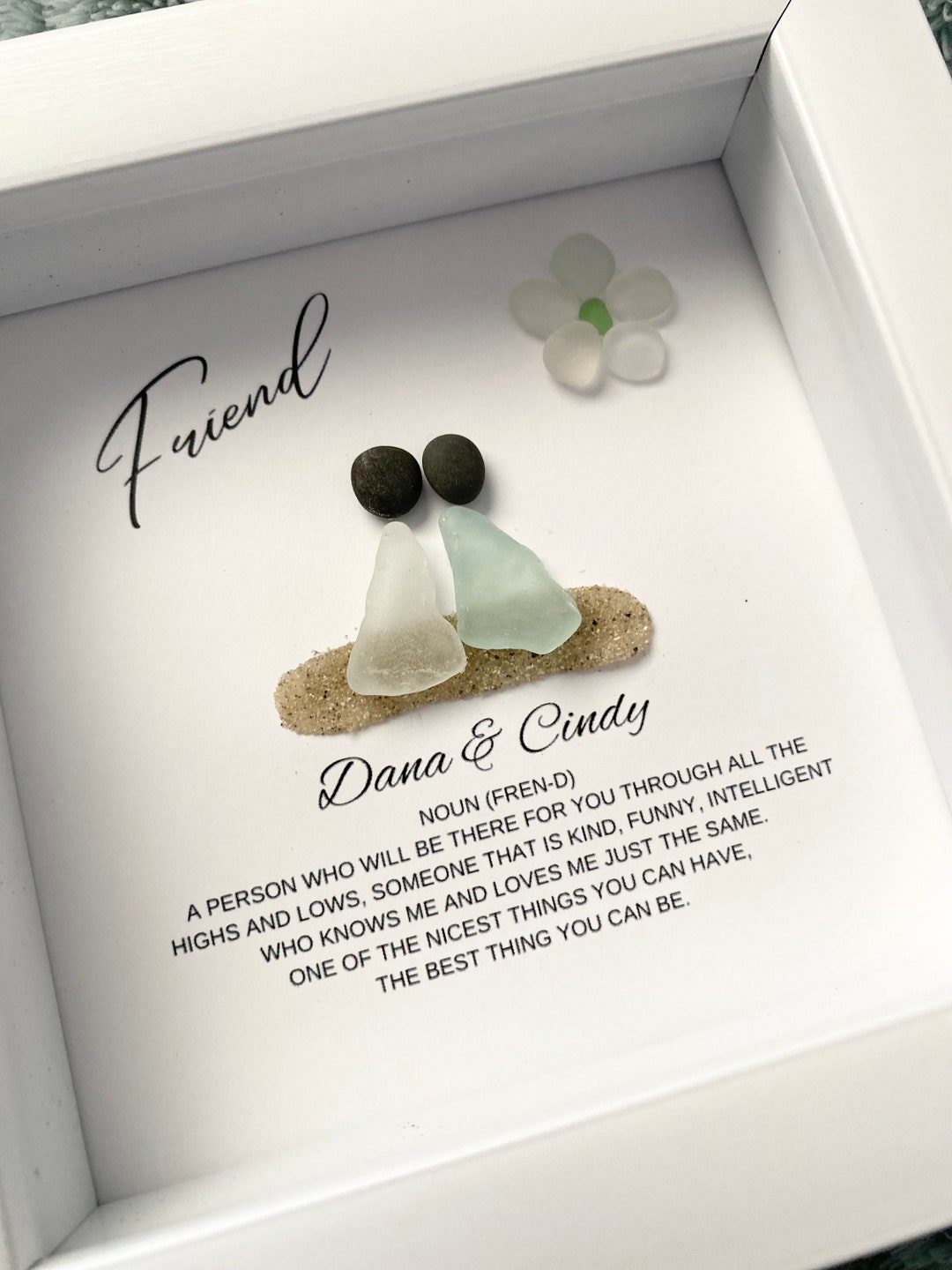 Personalized Friend Sea Glass Art Custom Wording Birthday or Christmas ...