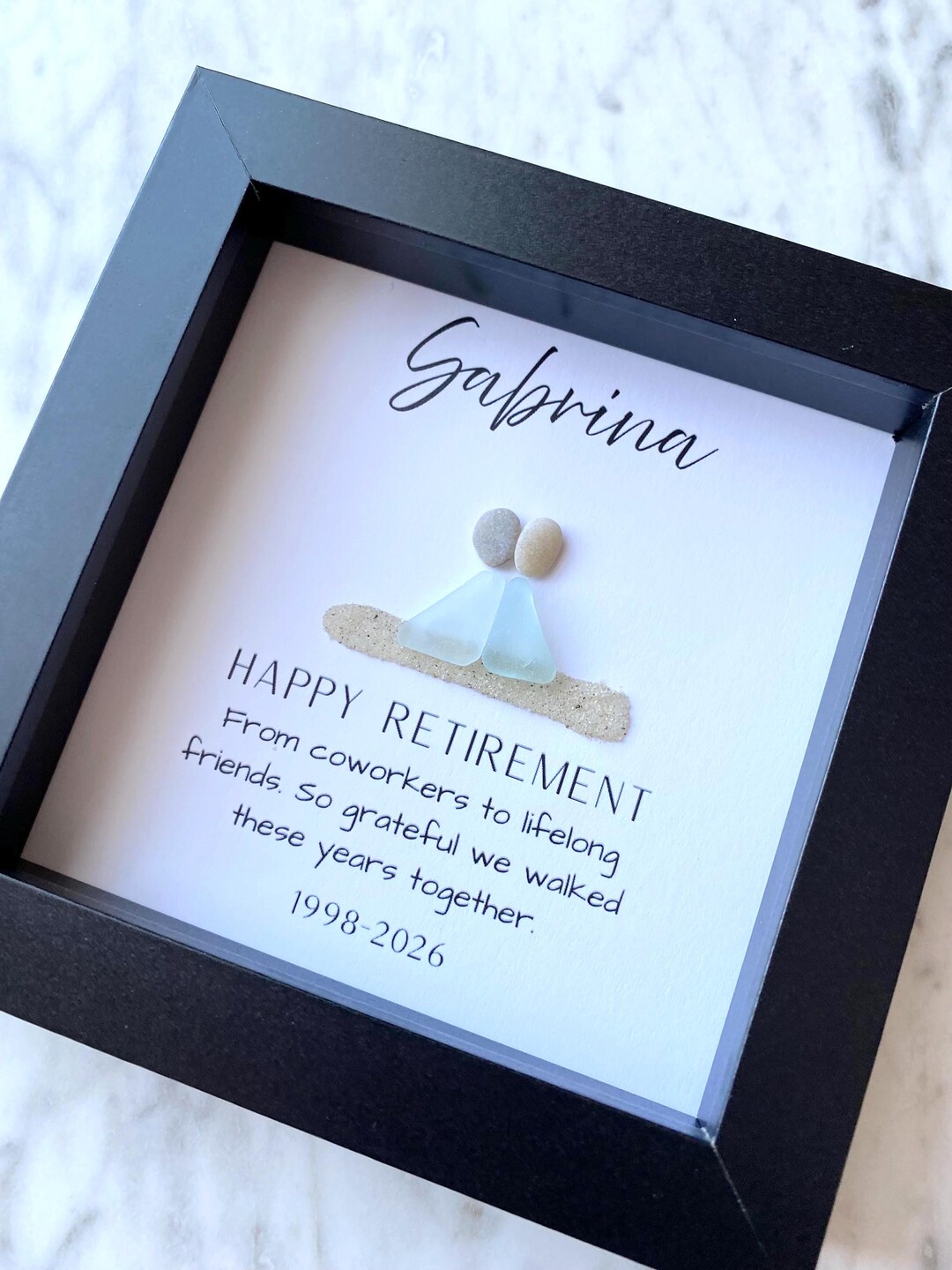 Retirement Gift Personalized – Framed Sea Glass and Pebble Art – New ...