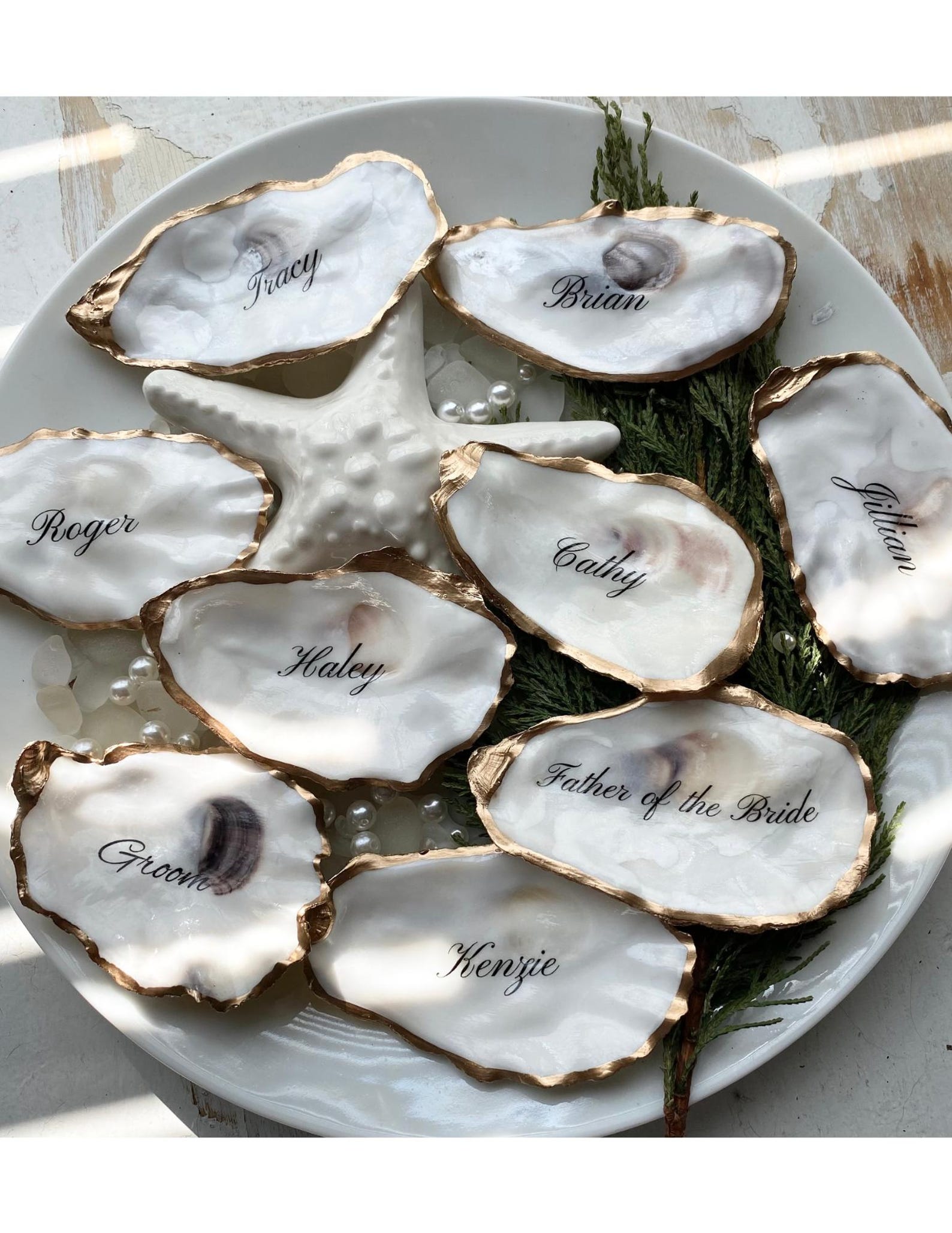 Wedding Favors Oyster Shell Place Cards Beach Wedding Favors Coastal ...