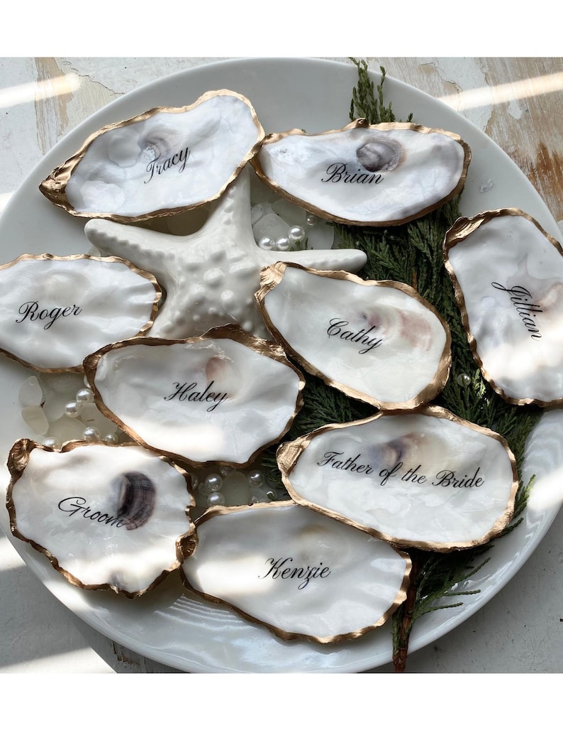 PRE Order-wedding Favors Oyster Shell Place Cards Beach Wedding Favors ...