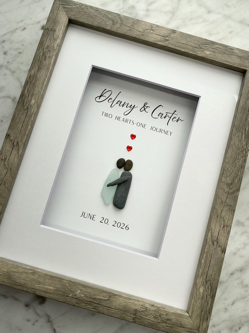 Ruby Wedding Anniversary Gift Two Hearts Sea Glass Art for Couple - Etsy