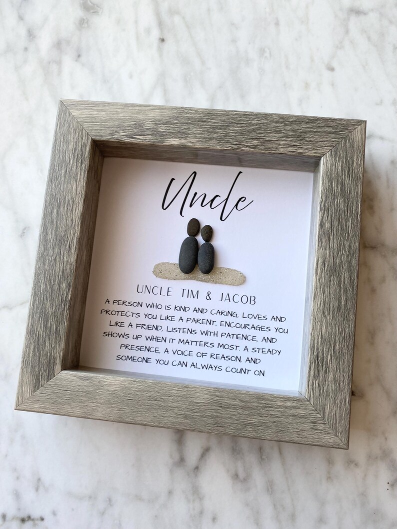 Personalized Uncle Gift-framed Pebble and Sea Glass Art - Etsy