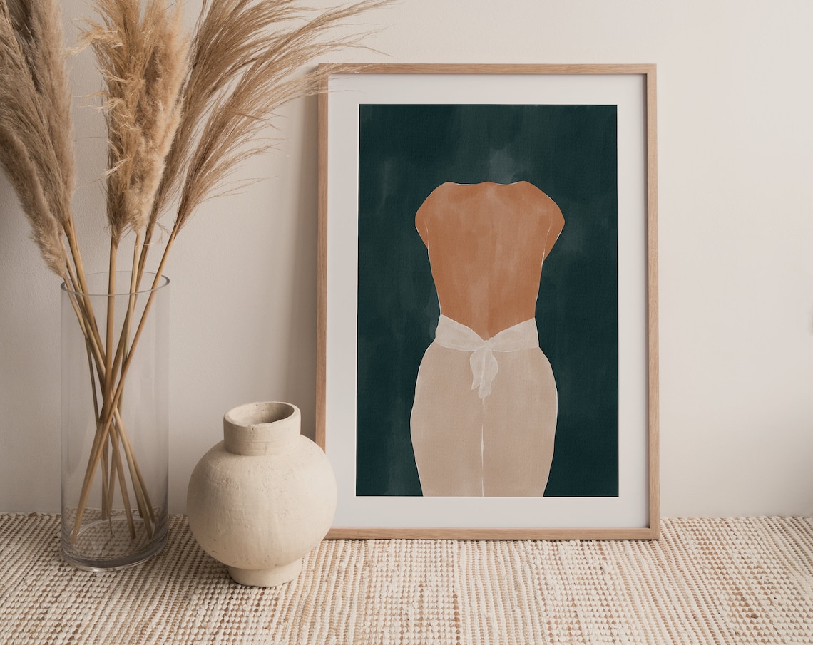 Water Color Painting Woman | Mid Century Modern Art | Aesthetic Room ...
