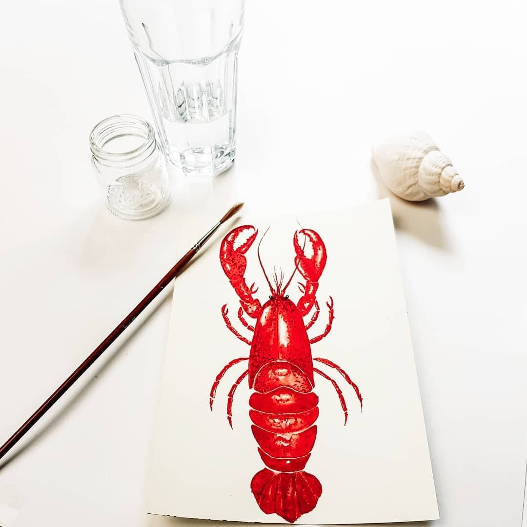 Aquarel kreeft print kreeft tekening waterverf zee poster - Etsy Nederland
