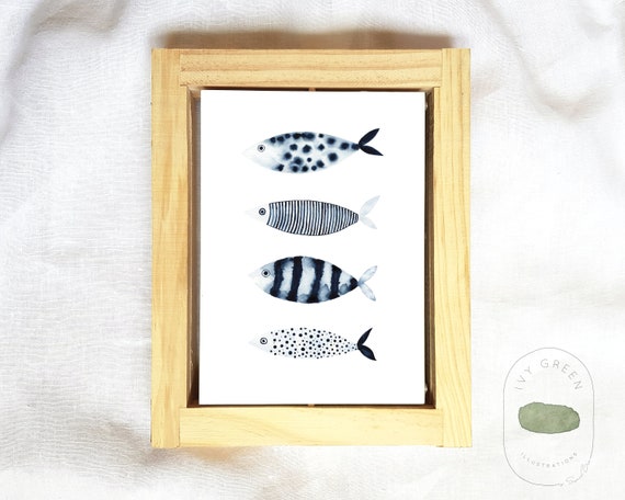Vissen Print Dieren Print Dieren Poster Schilderij Zee | Etsy