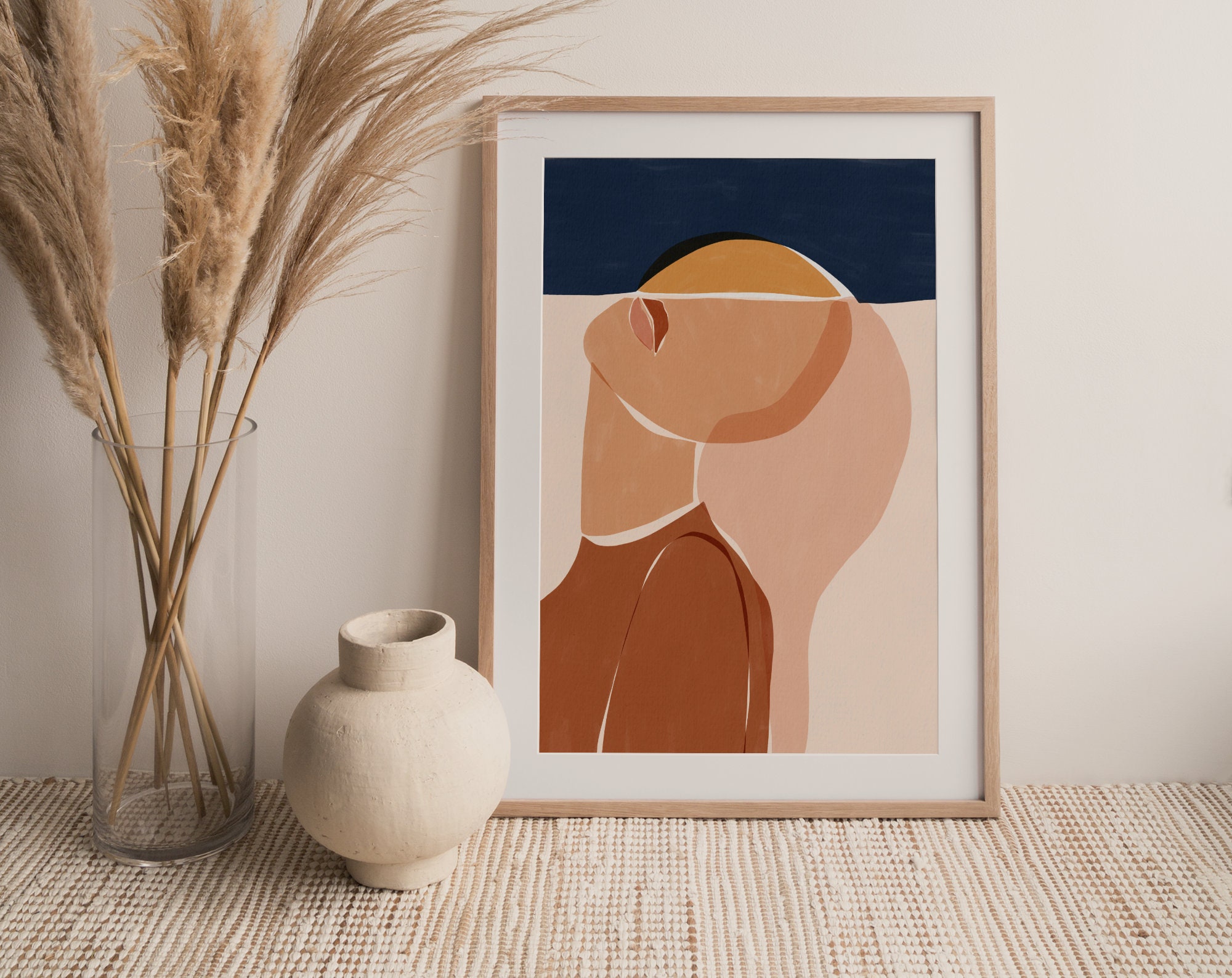Female abstract art print Woman silhouette art Terracotta | Etsy