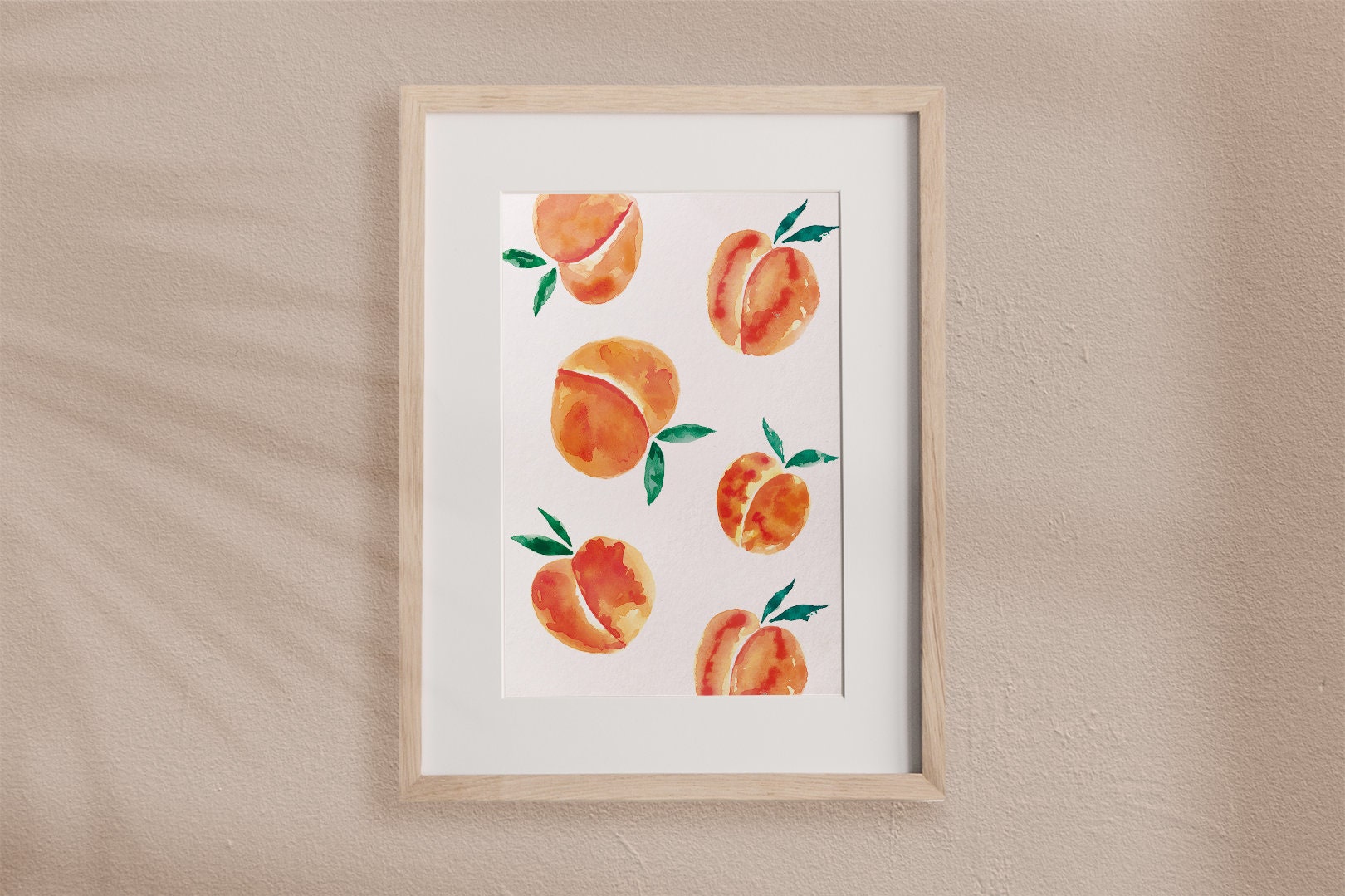 Watercolor Peach Illustration Print Fruit Print Boho Art | Etsy