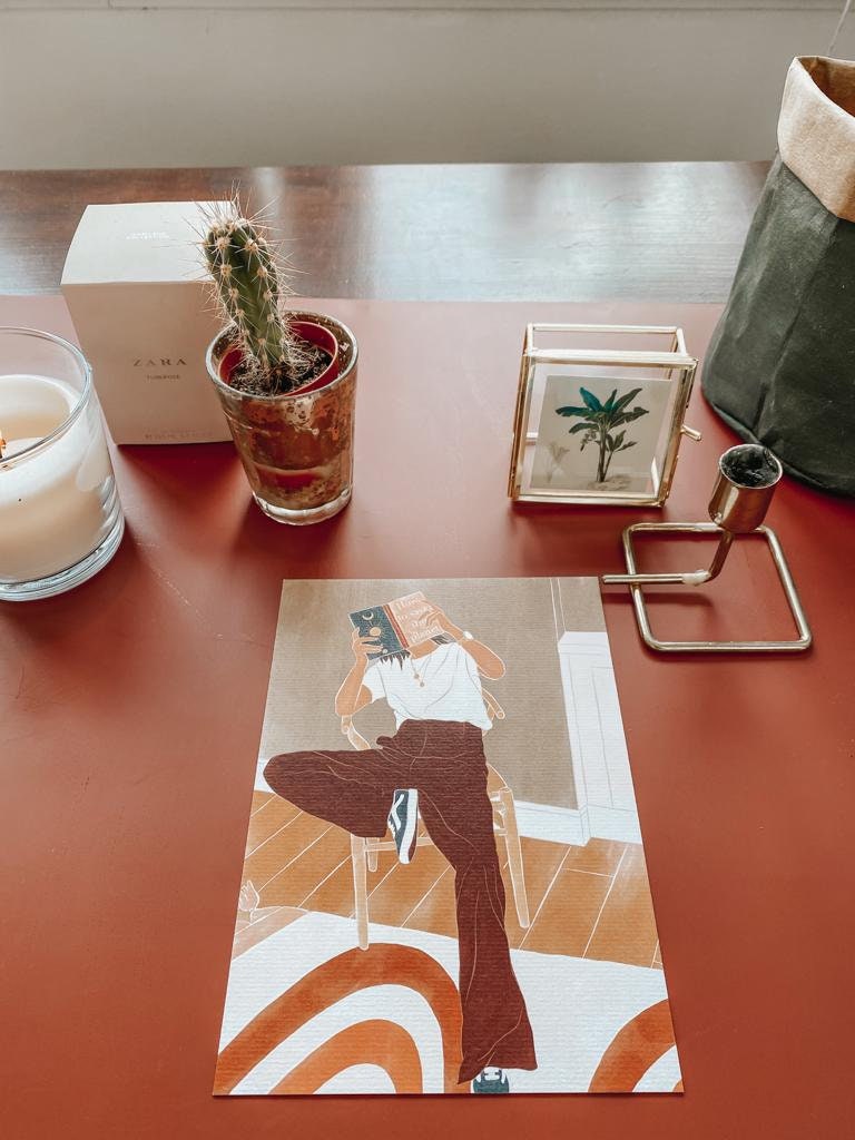 Reading woman apartment decor Feminist Art Print Pastel | Etsy