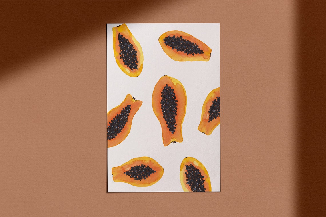 Papaya Botanical Chart - Vegetable Print, Watercolor Fruit, Botany ...