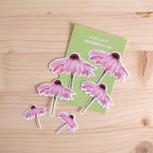 Pink Flowers Sticker Pack | 3 Sizes | Plant Realistic Illustration ...