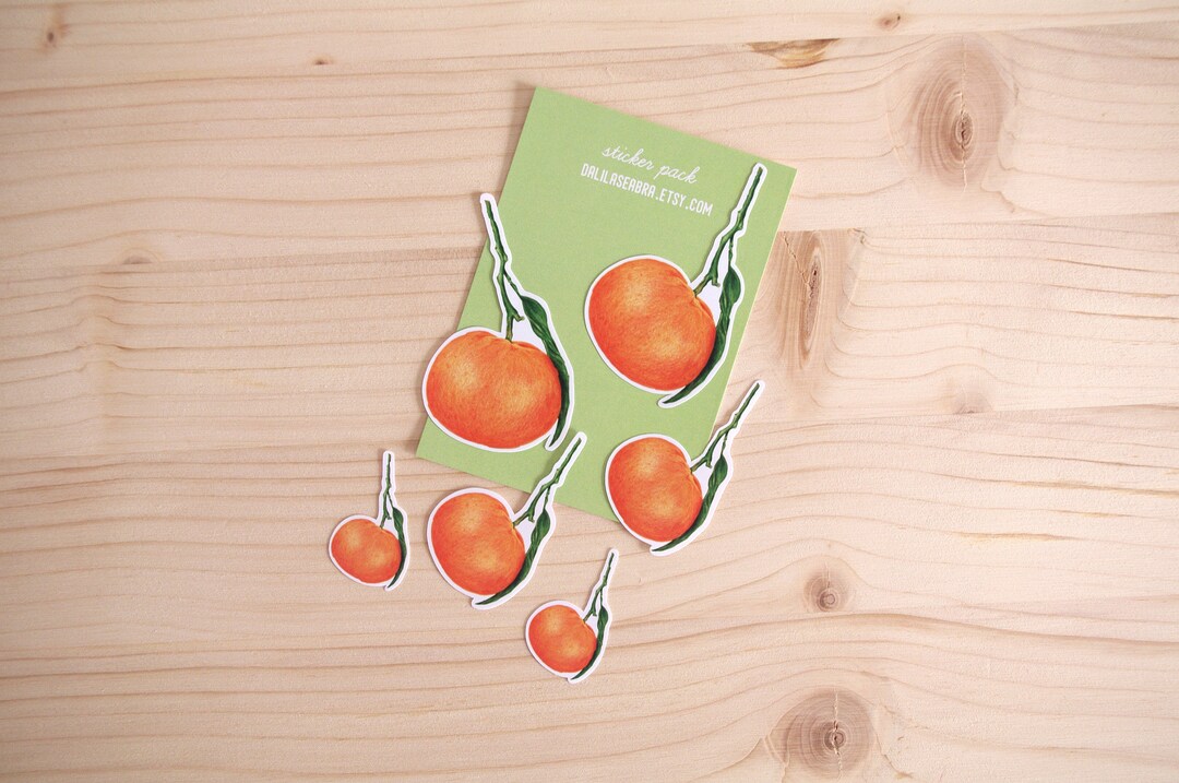 Clementine Sticker Pack | 3 Sizes | Fruit Realistic Illustration ...