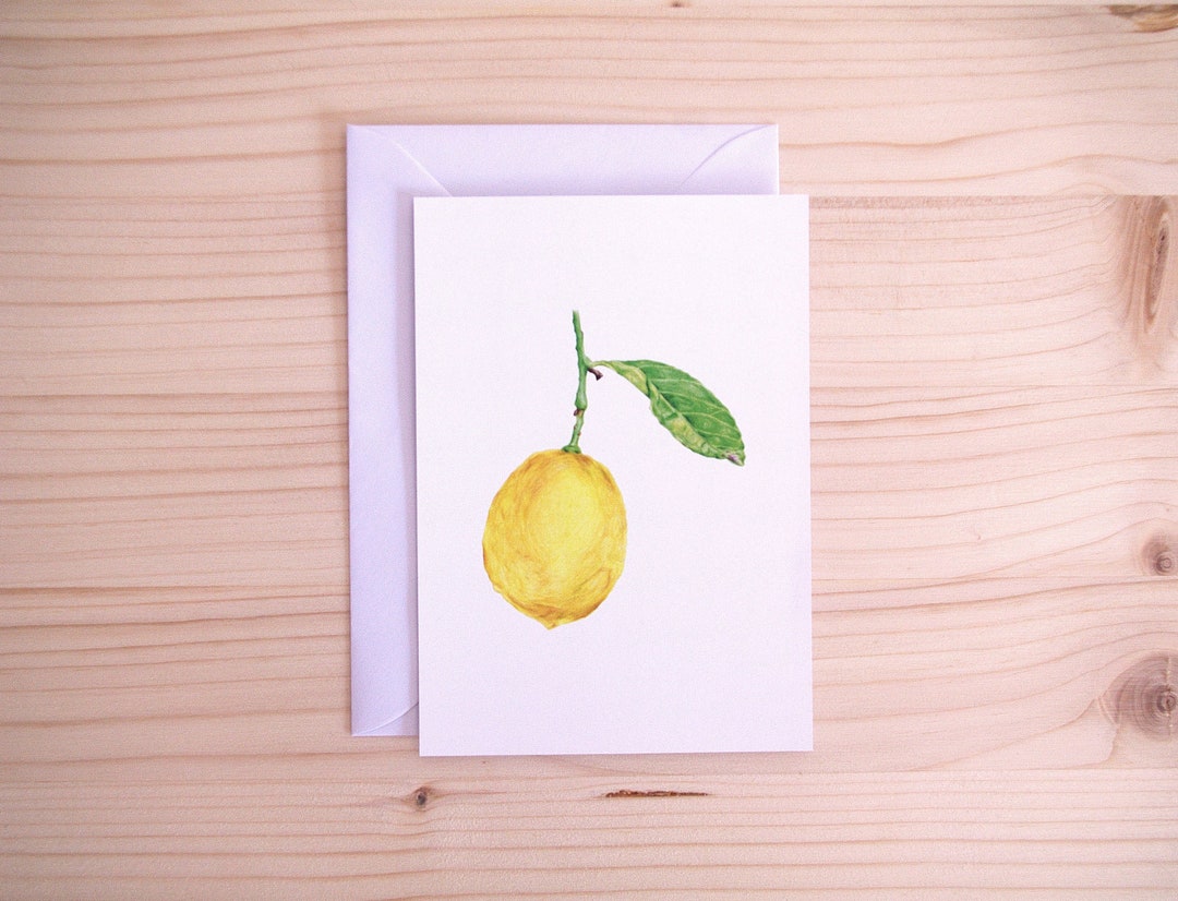 Lemon Postcard Citrus Fruit Illustration Handmade - Etsy Polska