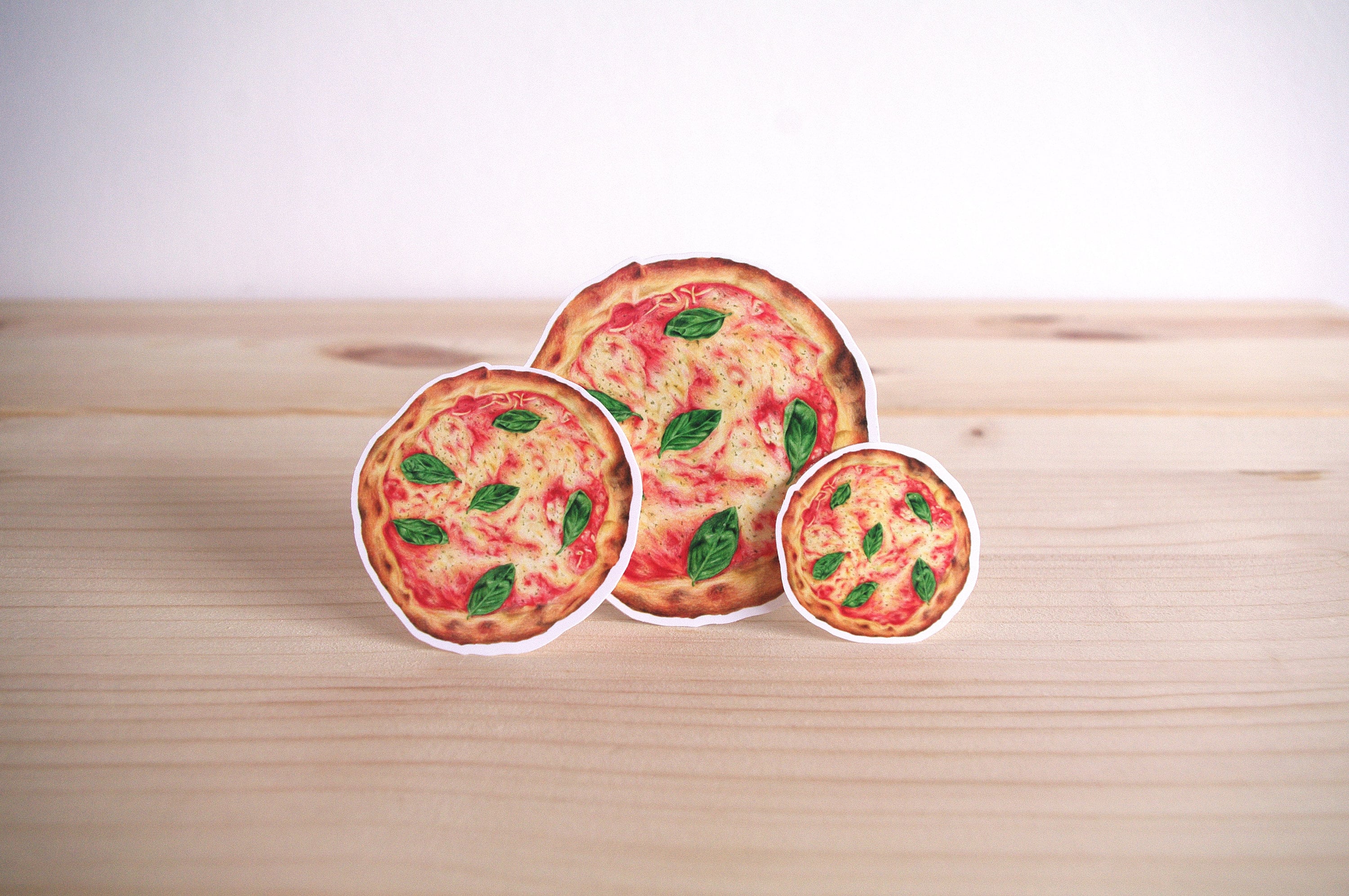 Margherita Pizza Sticker Pack 3 Sizes Fast Food Realistic Illustration ...