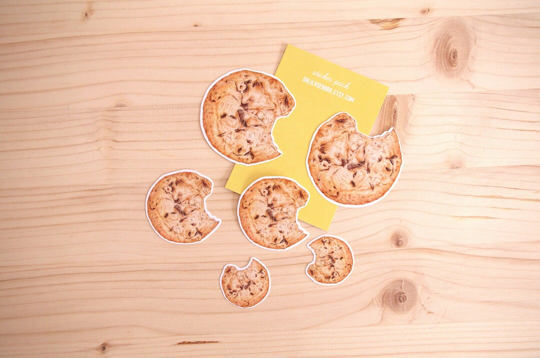 Chocolate Chip Cookie Sticker Pack 3 Sizes Pastry Realistic ...