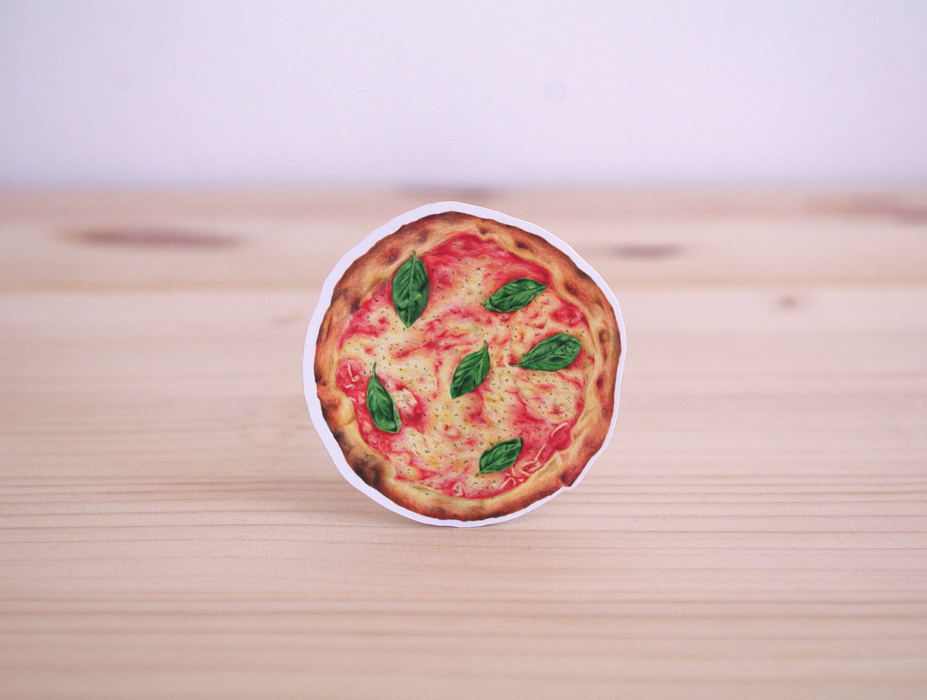 Margherita Pizza Sticker Pack 3 Sizes Fast Food Realistic Illustration ...