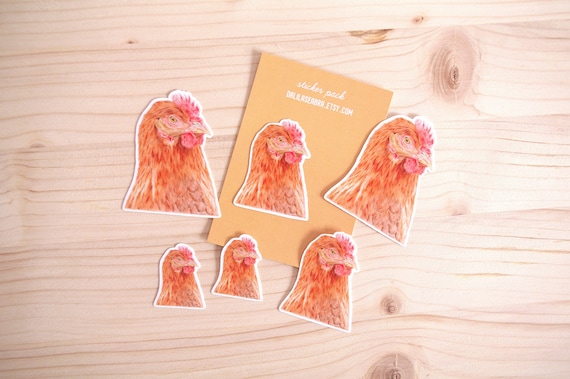 Chicken Sticker Pack 3 Sizes Bird Realistic Illustration | Etsy