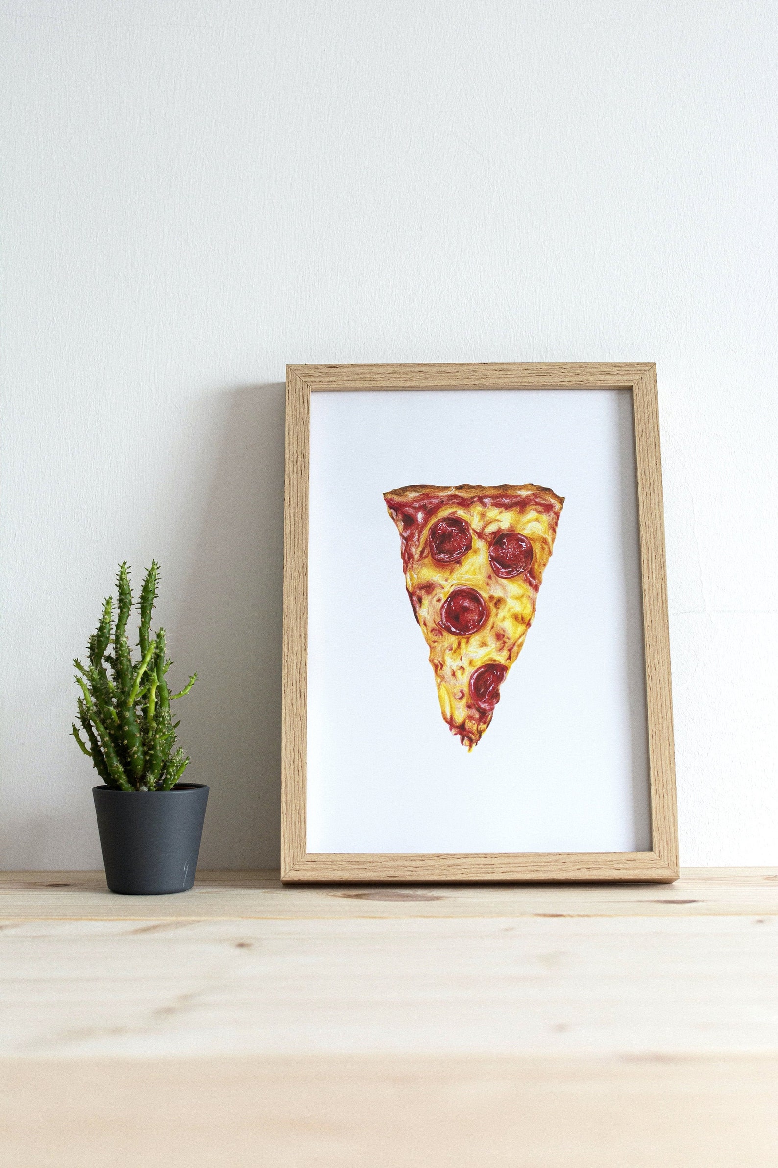 Pepperoni Pizza Slice Art Print | Fast Food Illustration | Handmade ...