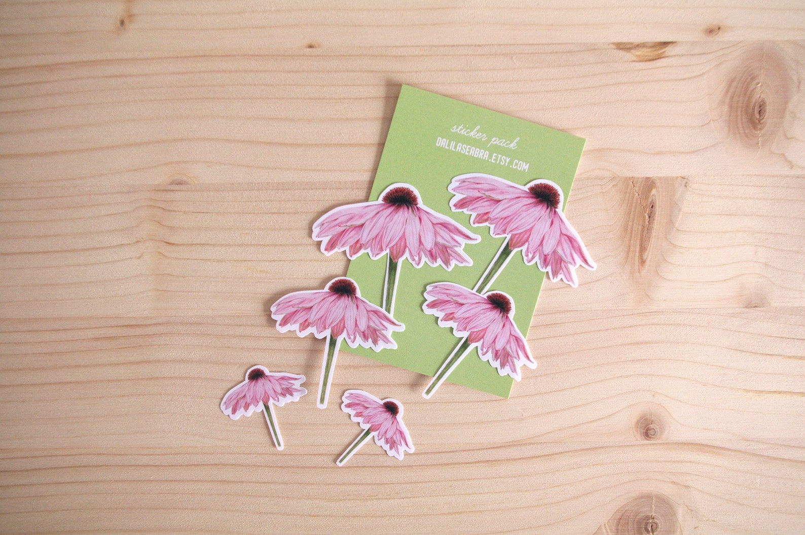 Pink Flowers Sticker Pack | 3 Sizes | Plant Realistic Illustration ...